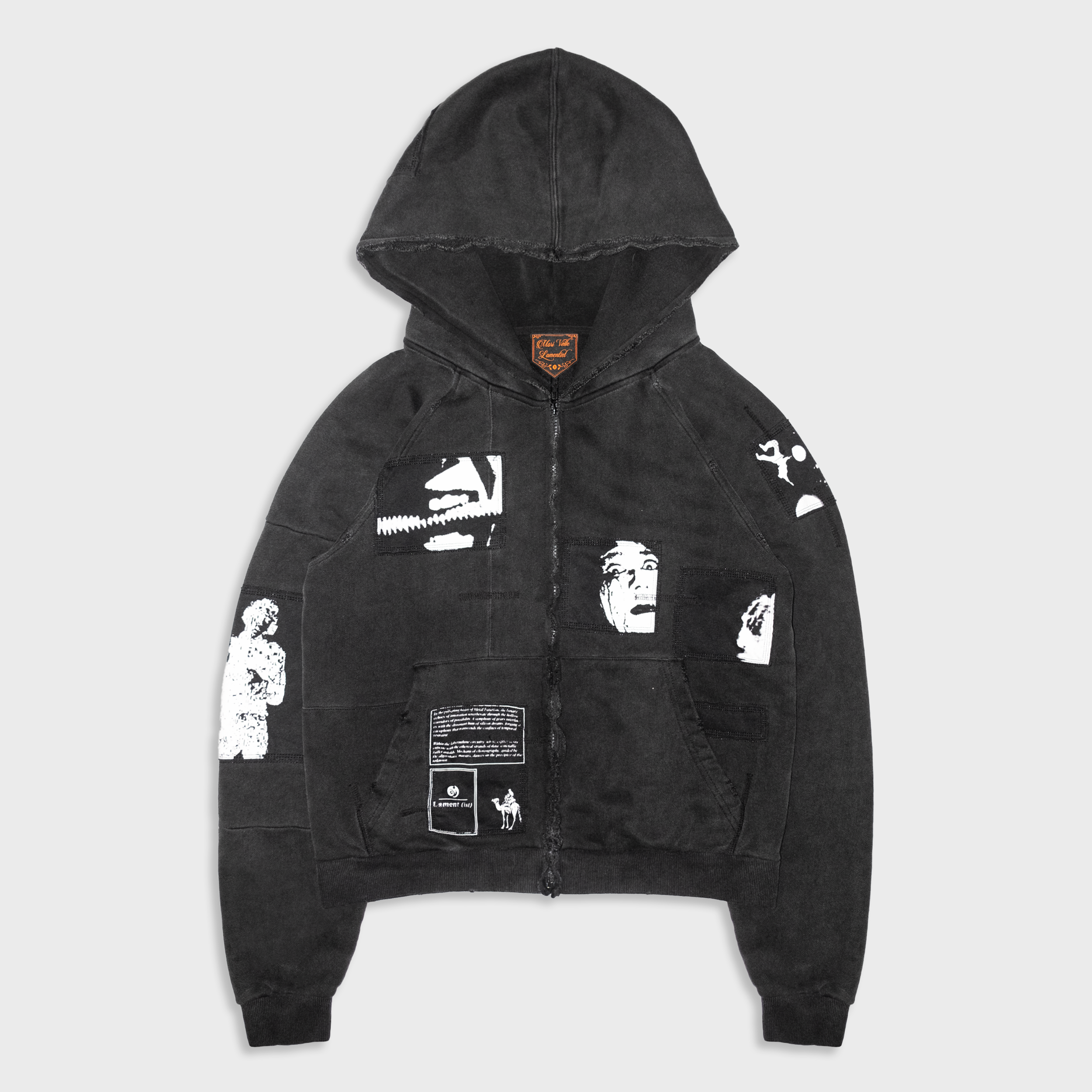 METAL FUTURES ZIP UP HOODIE IN SMOKE GREY COTTON | LAMENTIST